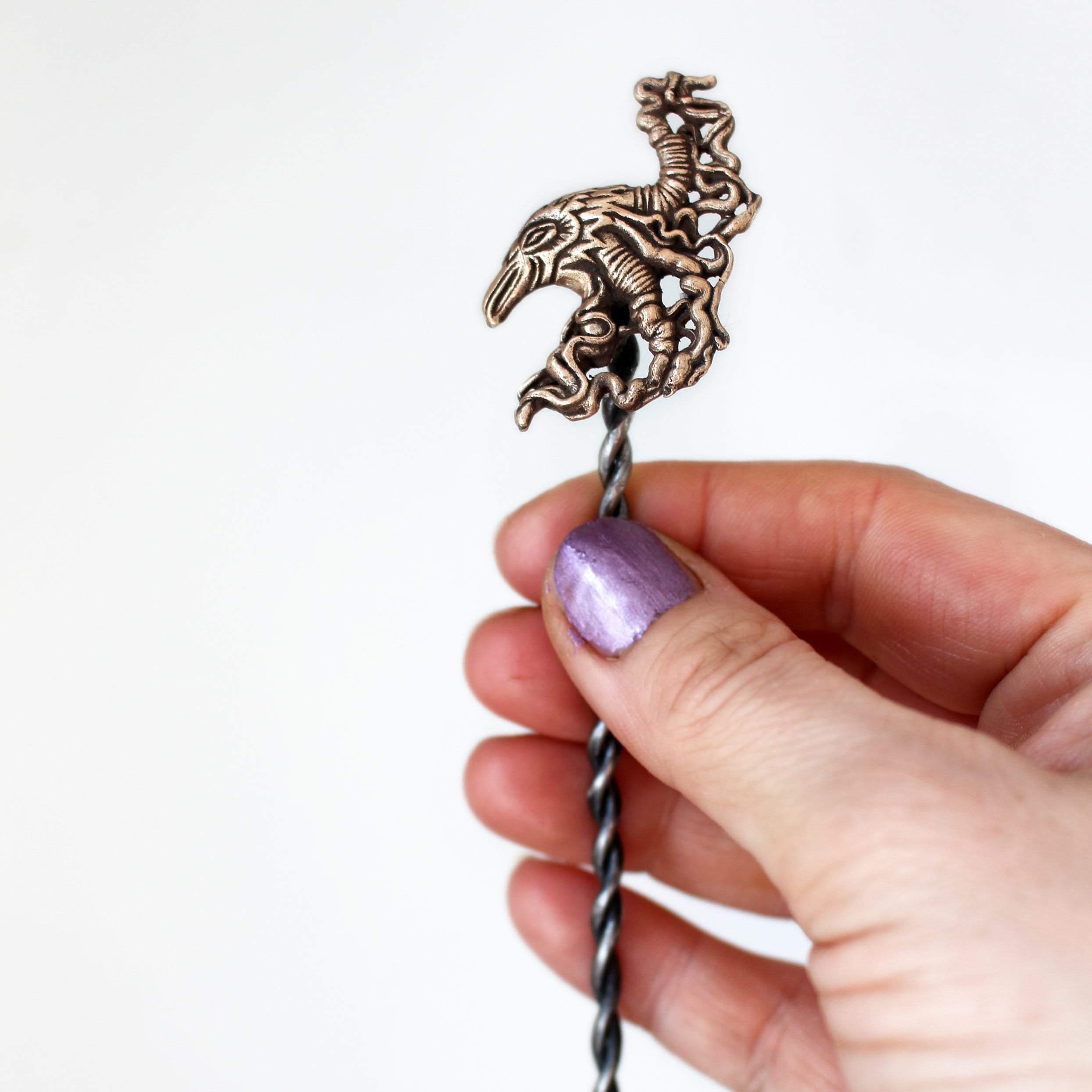 The crow hair stick in bronze and forged stainless steel – Anna ...